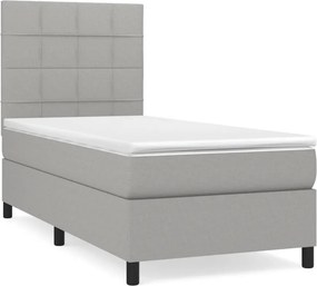 Box spring postel s matrací světle šedý 100 x 200 cm textil 3141753