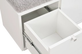 ROWICO bílá lavice s úložným prostorem CONFETTI a šedým sedákem 106 cm 103764