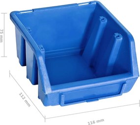 128dílná sada skladovacích zásobníků nástěnné panely modročerná 150808