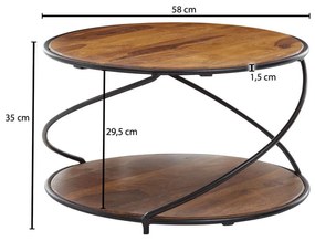 Bruxxi Konferenční stolek Barst, 58 cm, sheesham