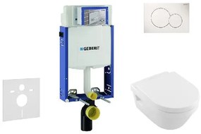 Geberit Kombifix - Modul pro závěsné WC s tlačítkem Sigma01, alpská bílá + Villeroy Boch - WC a sedátko, DirectFlush, SoftClose, CeramicPlus 110.302.00.5 NB1