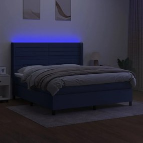 Box spring postel s matrací a LED modrá 180x200 cm textil 3138419