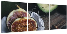 Obrázek fíků a avokáda (s hodinami) (90x30 cm)