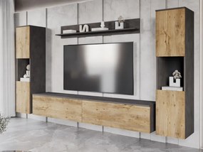 Obývací stěna Bamisio XL, Barva: matera / breslau kaštan, Osvětlení: bez osvětlení