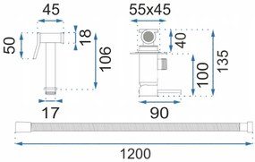 Rea Fenix, podomítková bidetová baterie, chromová, REA-B5126