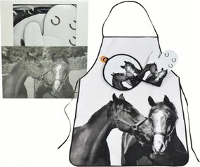 Kuchyňská sada Horse Retro Line Koně Zástěra Rukavice