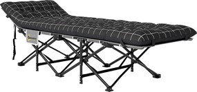 Skládací kempinková postel Outsunny s matrací a taškou 190 x 67 x 37 cm, hostinská postel do 150 kg, kempinková postel pro dospělé, černá | Aosom
