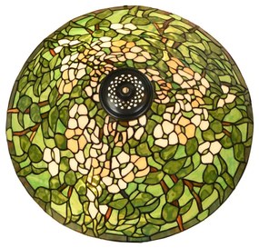 Závěsné světlo Tiffany Hendrika zelené s florálním motivem – 50 cm