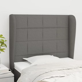Čelo postele typu ušák tmavě šedé 103x23x118/128 cm textil 3117947