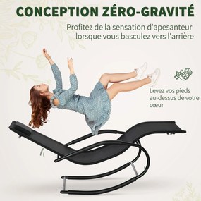 Ergonomická houpací křeslo Outsunny s opěrkou hlavy, pozinkované kovové opěrky, textilene, rozměry 63Š x 160H x 88V cm