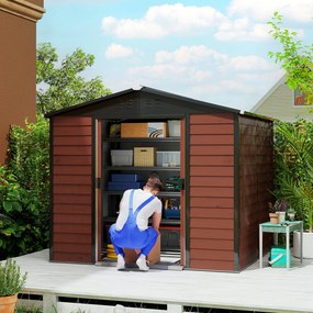 Outsunny Zahradní Kůlna 4,4 m², Zahradní Dům s Pultovou Střechou, Posuvné Dveře, Základna, Snadná Montáž 240 x 206 x 198 cm, Kůlna z Pozinkované Ocel…