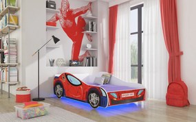 Postel s matrací a LED osvětlením SPIDER 160x80 červená 140x70 ano
