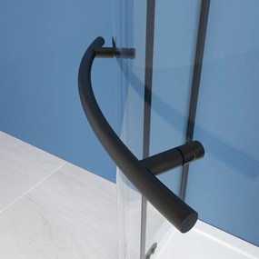 Čtvrtkruhový sprchový kout s jednokřídlými otevíracími dveřmi JANDIS 1950 mm 870–890 640 Transparent S Černý elox JANDIS/900 N0801