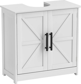 HOMCOM skříňka pod umyvadlo, koupelnová skříňka s 2 magnetickými posuvnými dveřmi a policemi, 60 x 30 x 60 cm, bílá