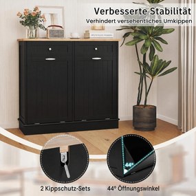 Costway Komoda na odpadkový koš s 2 dvířky a prkénkem a dřevěnou