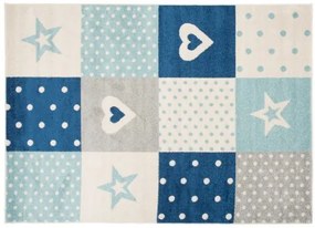 Kusový koberec LAZUR H108A hvězdy srdce modrý Rozměr: 120x170 cm