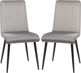 HOMCOM 2 ks Čalouněné jídelní židle s velurovým efektem, kuchyňské židle se ocelovými nohami a úsporným designem, 43x58x90 cm, šedé a černé | Aosom
