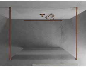 Mexen Kioto, průchozí sprchová zástěna 110 x 200 cm, 8mm čiré sklo/námraza, 2x růžové zlato stabilizační rozpěra, 800-110-002-60-35