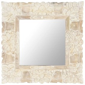 Zrcadlo bílé 50 x 50 cm masivní mangovníkové dřevo - Default Title