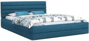 Luxusní manželská postel TOPAZ tyrkysová 140x200 semiš s kovovým roštem