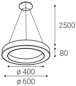 Led2 Závěsné LED svítidlo SATURN P-Z ø 60 cm, 3000/4000K Barva: Bílá, Stmívání: RF control