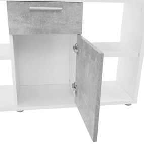 PC stůl, bílá / beton, NOE NEW