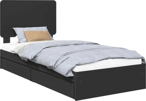 Postel s úložným prostorem Černá 90 x 190 cm Kompozitní dřevo 3412729