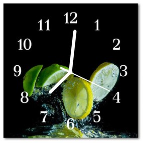 Skleněné hodiny čtvercové Lemonové limetkou 30x30 cm