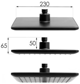 Erga Bodo, sprchová souprava s dešťovou hlavicí 23x23cm, černá matná, ERG-YKA-BP.BODO-23-BLK