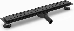 Rea PRO Black Matt, lineární odtokový žlab 70cm, vzor Greek, černá matná, REA-G8024