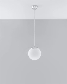 Závěsné svítidlo Ugo, 1x bílé skleněné stínítko, (fi 20 cm), ch