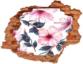 Wallmuralia Nálepka 3D díra na zeď Květy ibišku 90x70 cm