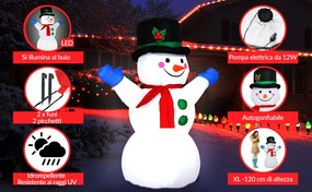 Nafukovací vánoční dekorace Sněhulák XL osvětlený 120cm
