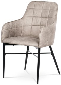Jídelní židle, potah lanýžová látka v dekoru vintage kůže, kovová čtyřnohá podno - AC-9990 LAN3