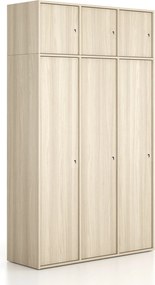 Nástavba pro skříně FRAME, 3x dveře, 1299 x 450 x 427 mm, cylindrický zámek, dub přírodní