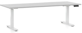 Výškově nastavitelný stůl OfficeTech C, 200 x 80 cm, bílá podnož, světle šedá
