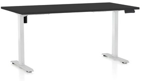 Výškově nastavitelný stůl OfficeTech B, 160 x 80 cm, bílá podnož, černá