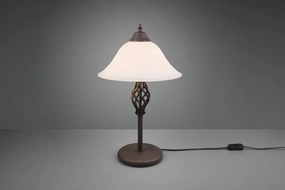 Tmavě hnědá stolní lampa se skleněným stínidlem (výška 50 cm) Rustica – Trio
