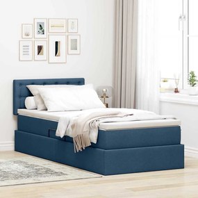 Postel s úložným prostorem a matrací Modrá 90 x 200 cm Samet 3370613