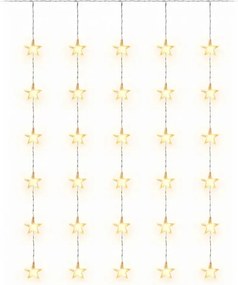 LED vánoční svíticí hvězdy do okna, 120 × 120 cm teple bílá, 30 diod, čirý kabel, IP20 do interiéru, prodlužovací