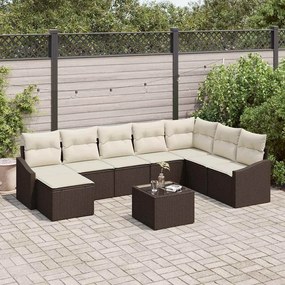 Set pohovek 9 ks Hnědá polyratan 3346848
