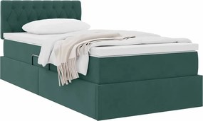 Postel s úložným prostorem Tmavě zelená 100 x 200 cm samet 3370800