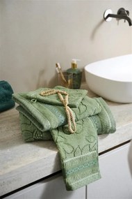 Pip Studio ručníky z bavlněného froté Jasmine Jacquard, zelený (Luxusní ručníky z bavlněného froté v designu Jasmine Jacquard v zelené barvě)