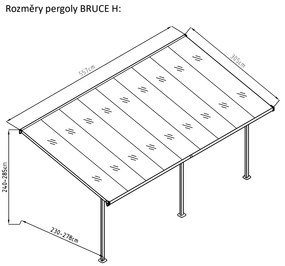 BRUCE H pergola ROJAPLAST Šedá