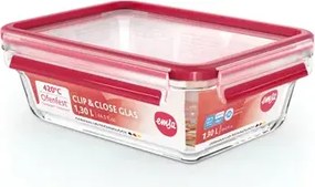 Emsa ClipClose 1,3 l červená / Dóza na potraviny / Sklo