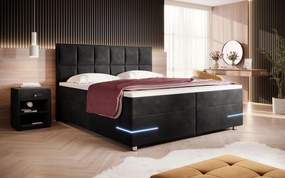 Boxspring postel MILANO bez úložného prostoru s LED, samet Velikost postele: 120 × 200 cm, Barvy sametu: Černý samet, Výběr matrace: Oboustranná…