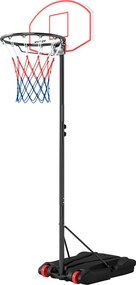 SPORTNOW Venkovní Basketbalový Koš s Nastavitelnou Výškou (210-247 cm) a Terčovou Zábranou - Přenosný Basketbalový Koš s Kolečky a Naplnitelnou Bází p