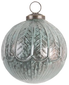 Modrá vánoční koule s patinou a odřeninami - Ø 10 cm
