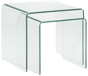 OnaDnes -20% Set dvou skleněných konferenčních stolků Kave Home Burano 42/50 x 50/50 cm