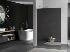 Mexen Kioto L, sprchová zástěna Walk-In 90 x 200 cm, 8mm sklo vzor zrcadlo, broušená ocel profil, 800-090-103-97-50